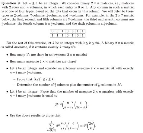 Solved Question 9 Let N 2 1 Be An Integer We Consider