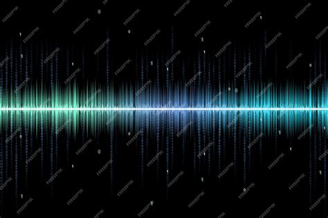 Premium Photo Abstract Rhythmic Digital Sound Wave With Binary Code On Black Sound Waveform