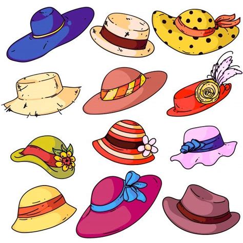 Zestaw Moda Kapelusz Kobieta Cartoon Hats Collection Colorful Summer