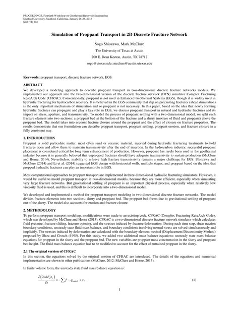 Pdf Simulation Of Proppant Transport In 2d Discrete Fracture Networks
