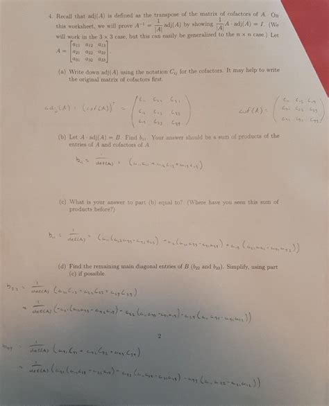 Solved 4 Recall That Adja Is Defined As The Transpose Of
