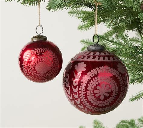 Etched Mercury Glass Ornaments Pottery Barn