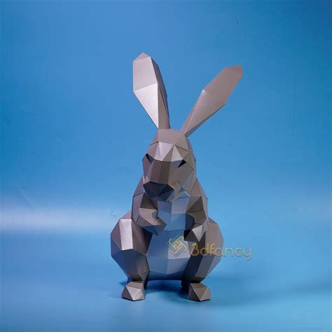 Rabbit Standing 3d Papercraft Pdf Svg Template For Diy Bunny Rabbit F