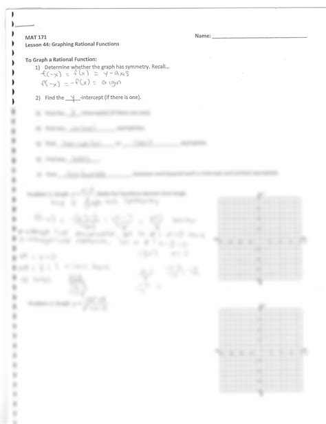 SOLUTION Lesson 44 Graphing Rational Functions Studypool