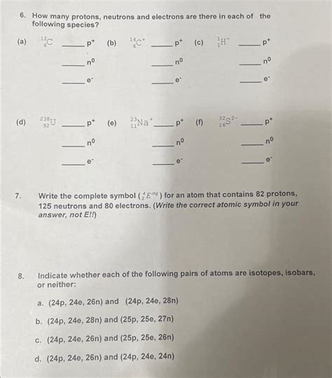 Solved How Many Protons Neutrons And Electrons Are There Chegg Com