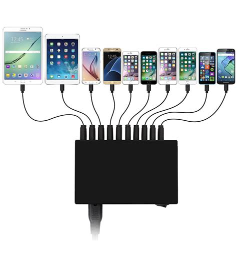 스마트 10 포트 빠른 Usb 충전기 멀티 포트 Qc 30 빠른 충전 스테이션 5v12a Usb 충전기 10 포트