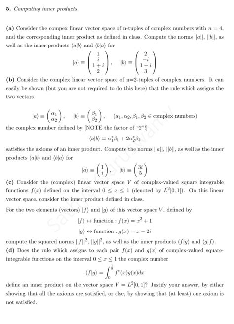 solved 5 computing inner products a consider the compex