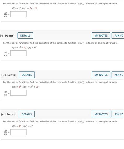 Solved For The Pair Of Functions Find The Derivative Of The Chegg Com