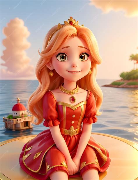 Девушка с золотыми волосами 3d персонаж в стиле мультфильма созданный с помощью генеративного