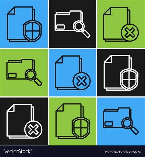 Set Line Document Protection Concept Delete File Vector Image