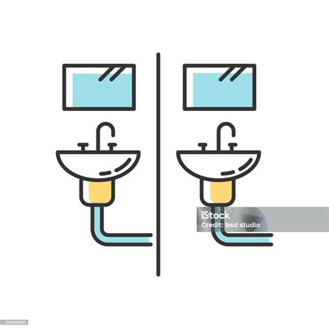 공용 욕실 Rgb 색상 아이콘 입욕 준비 일반적인 세면대 공용 욕조 도미토리 조건 생활 숙박 시설 격리된 벡터 그림 가정 생활에 대한 스톡 벡터 아트 및 기타 이미지