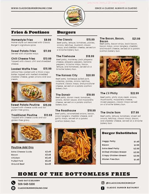 Online Menu Of Classic Burger Bathurst Restaurant Bathurst New