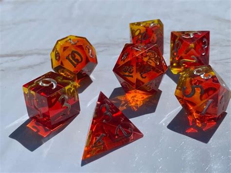 Genasi Gem Dice Set For Dnd 7 Piece Sharp Edge Resin Dice Etsy