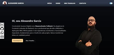 alexandre garcia no linkedin portfólio reactjs typescript chakraui desenvolvimentoweb