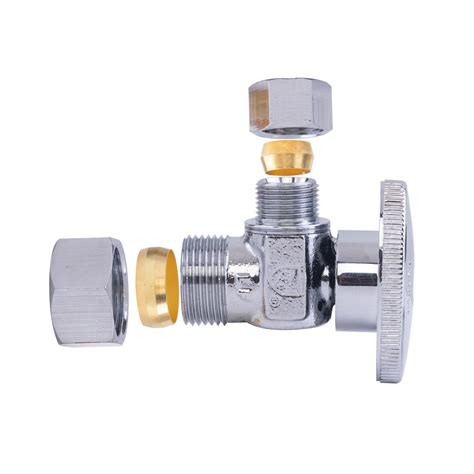 1 2 Inch Nominal Compression Inlet X 3 8 Inch O D Compression Outlet 1 4 Turn Angle Water Stop