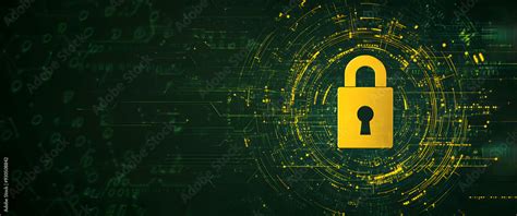Digital Background Featuring A Yellow Lock And Binary Code