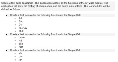 Solved Create A Test Suite Application This Application Chegg