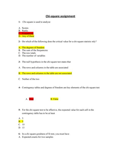Chi Square Assignment Nkjhkjkj Chi Square Assignment 1 Chi Square