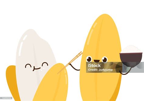 쌀 캐릭터 디자인 흰색 배경에 쌀 벡터입니다 쌀 씨앗 벼 캐릭터 갈색에 대한 스톡 벡터 아트 및 기타 이미지 갈색 건강한 식생활 곡초류 Istock