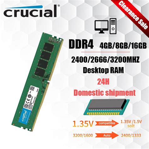 Jual 【jakarta Spot】4gb 8gb 16gb Crucial 2400 2666 3200mhz Desktop Ram Ddr4 Dimm Memory For Pc