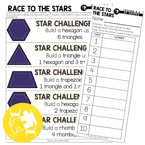 Lucky To Learn Math 2d Shapes Lesson 83 Collaboration Race To The Stars Lucky Little