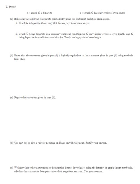 Solved Define P Graph G Is Bipartite Q Graph G Has Chegg