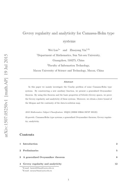 Pdf Gevrey Regularity And Analyticity For Camassa Holm Type Systems