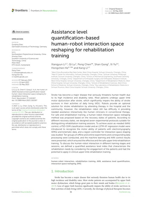 Pdf Assistance Level Quantification Based Human Robot Interaction Space Reshaping For