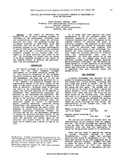 particles and moisture effect on dielectric strength of transformer oil pdf pdf transformer