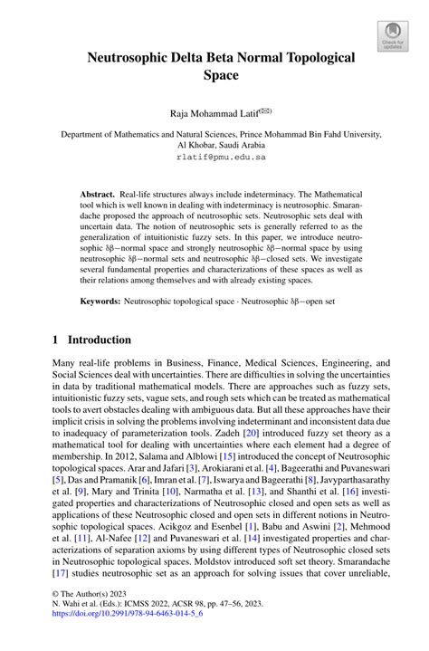Pdf Neutrosophic Delta Beta Normal Topological Space