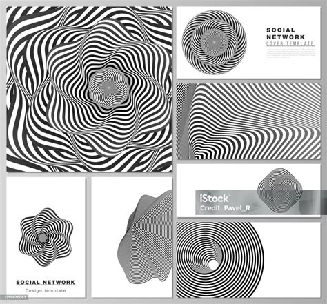인기있는 형식으로 현대 소셜 네트워크 모형의 미니멀 추상 벡터 레이아웃 착시 블랙과 화이트 디자인 패턴이 있는 추상적인 3d