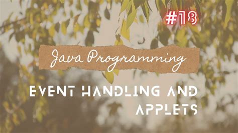 18 Event Handling And Applet Youtube
