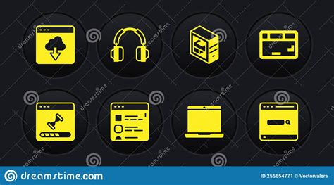 Set Loading Data Window Keyboard Browser Files Laptop Computer Headphones Search Engine