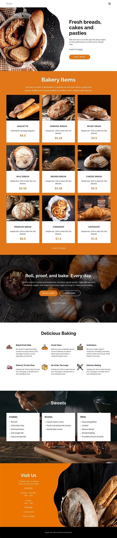 Fresh Breads And Cakes Html Code Example By Nicepage