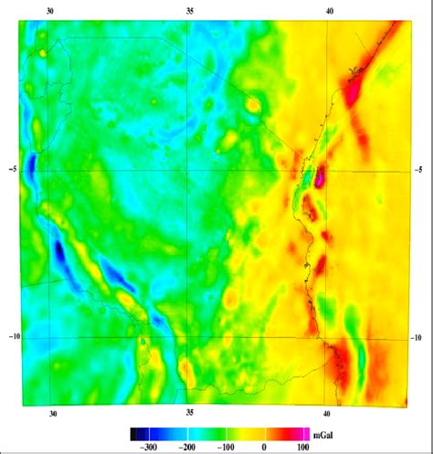 Bouguer Anomaly Grid Derived From The Geoid Used For The Download Scientific Diagram