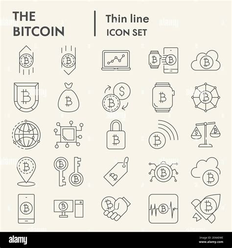 Bitcoin Thin Line Icon Set Crypto Symbols Collection Vector Sketches Logo Illustrations