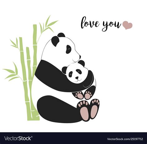 Panda Mother Hugging Baby Royalty Free Vector Image