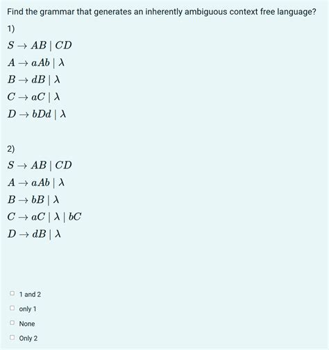 solved find the grammar that generates an inherently