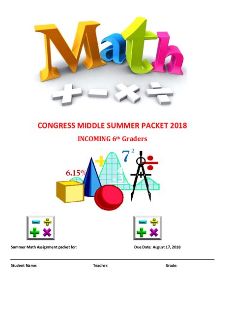 Fillable Online Summer Math Assignment Packet For Fax Email Print