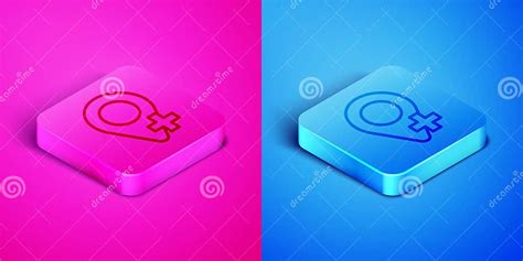 Isometric Line Map Pin Icon Isolated On Pink And Blue Background