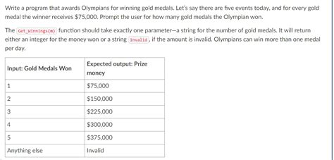 Solved Write A Program That Awards Olympians For Winning Chegg
