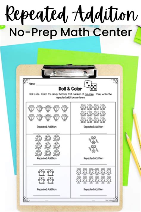 Arrays Repeated Addition Roll Color Activity Or Math Center