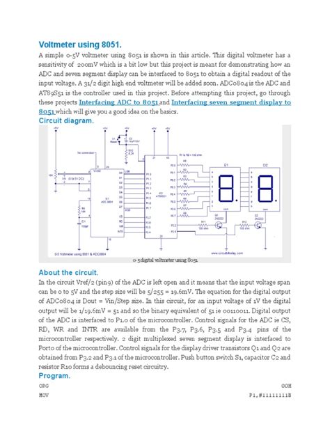 voltmeter using 8051 circuit diagram pdf analog to digital converter electronic circuits
