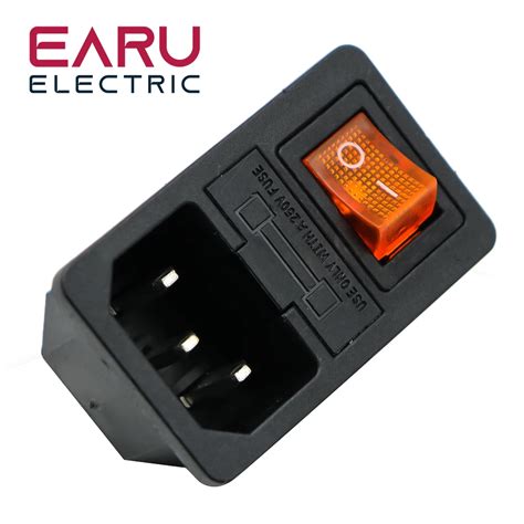 С предохранителем 10 А Красный кулисный выключатель с плавким предохранителем Iec320 C14