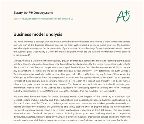 Business Model Analysis 400 Words