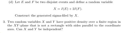 Solved X I E I F Construct The Generated Sigma Filed By Chegg Com