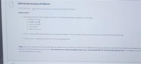 Differential Analysis Problems Attached Files