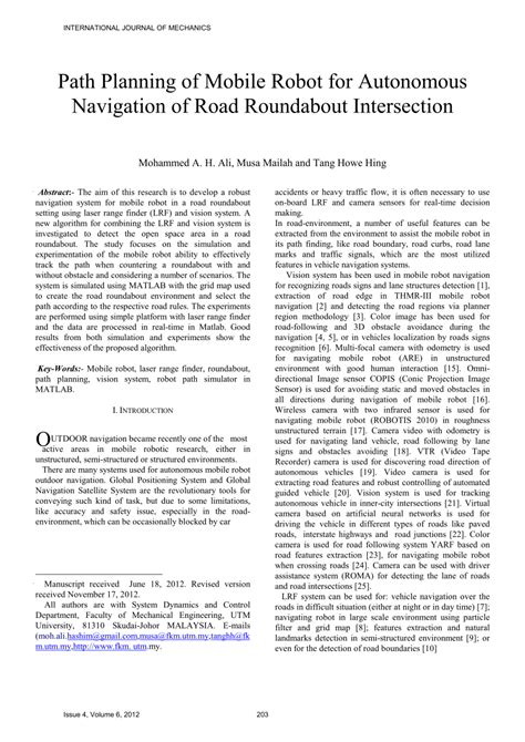 PDF Path Planning Of Mobile Robot For Autonomous Navigation Of Road Roundabout Intersection
