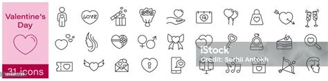 발렌타인 데이 아이콘 세트입니다 사랑의 날 벡터 일러스트 레이 션 기혼에 대한 스톡 벡터 아트 및 기타 이미지 기혼 날씬한 낮 Istock