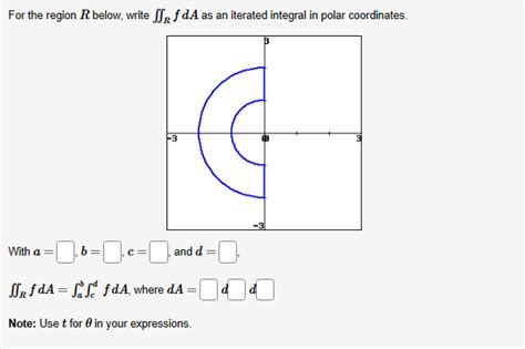 solved for the region r ﻿below write ∬rfda as an iterated